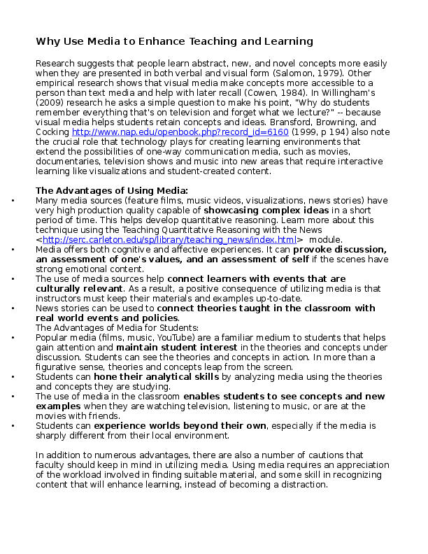 (DOC) Why Use Media to Enhance Teaching and Learning