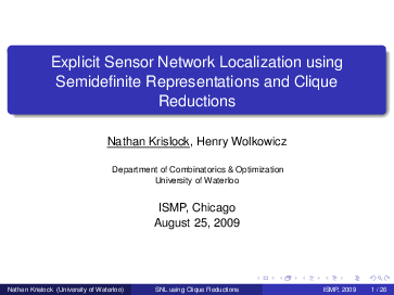 (PDF) Explicit Sensor Network Localization using Semidefinite Representations and Facial Reductions