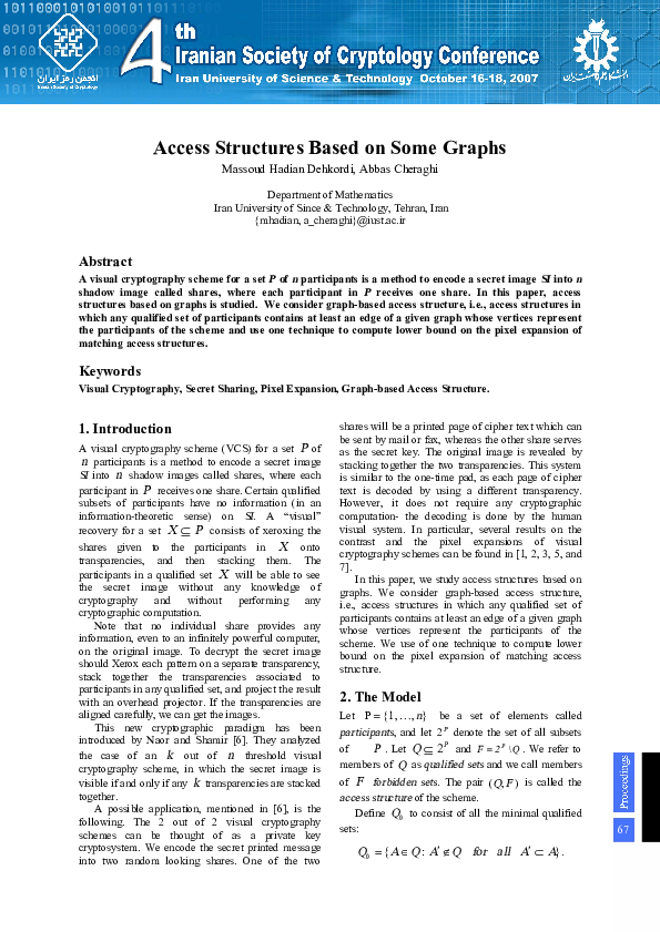 (PDF) Access Structures Based on Some Graphs