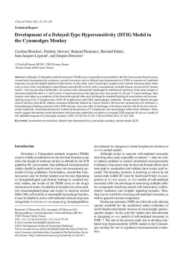 (PDF) Development of a Delayed-Type Hypersensitivity (DTH) Model in the ...