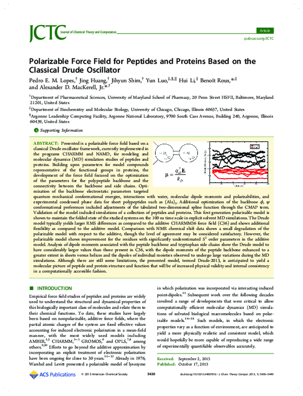 (PDF) Polarizable force field for peptides and proteins based on the ...