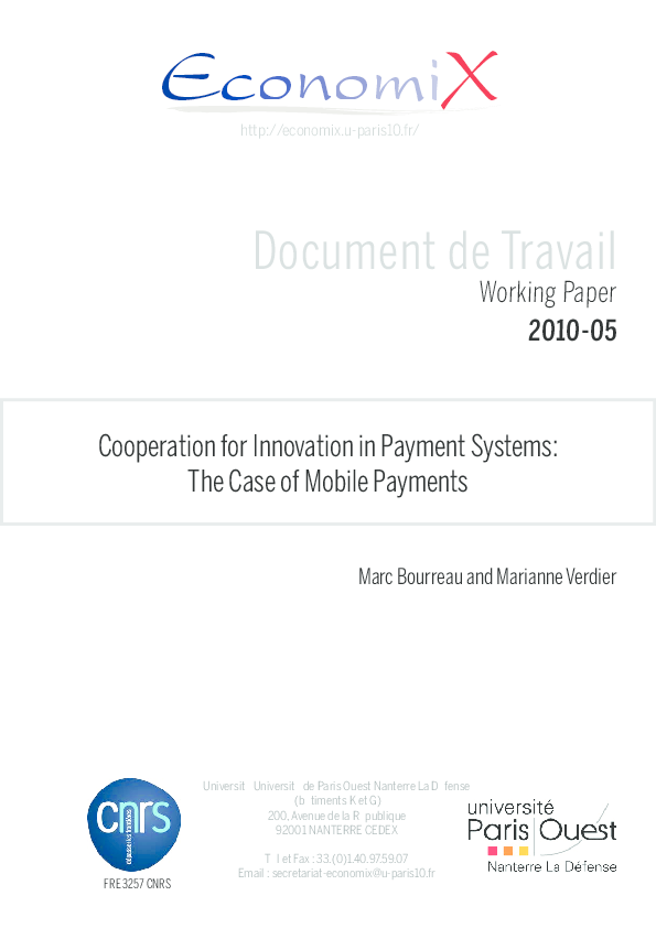 (PDF) Cooperation for Innovation in Payment Systems: The Case of Mobile ...