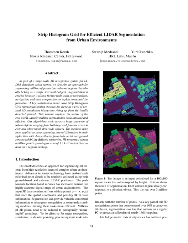 (PDF) Strip Histogram Grid for efficient LIDAR segmentation from urban ...