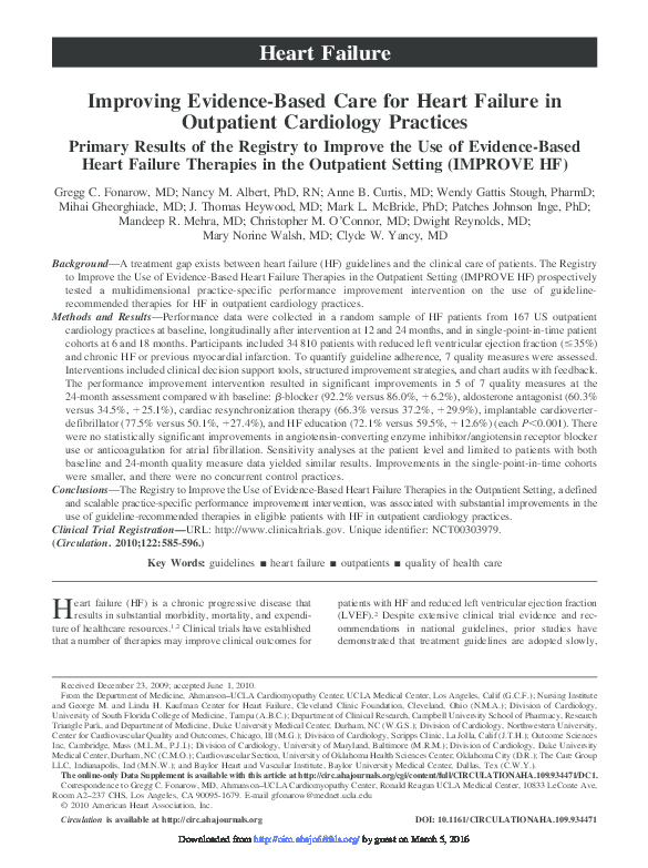 (PDF) Improving Evidence-Based Care for Heart Failure in Outpatient ...