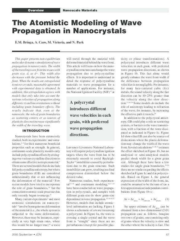 Pdf The Atomistic Modeling Of Wave Propagation In Nanocrystals