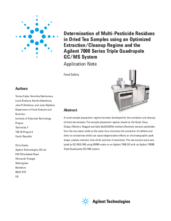 (PDF) Determination of Multi-Pesticide Residues in Dried Tea Samples using an Optimized ...