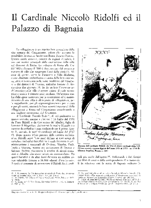 (PDF) Il Cardinale Niccolò Ridolfi ed il Palazzo di Bagnaia, Biblioteca ...