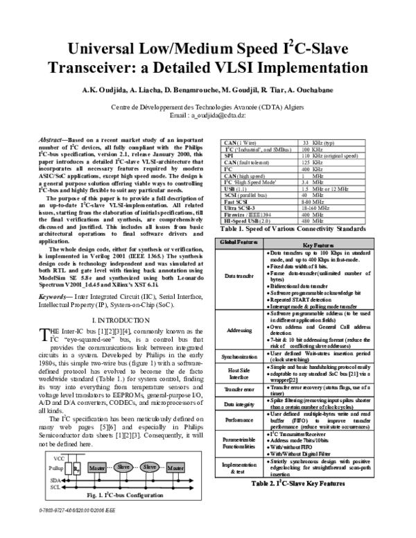 (PDF) Universal low/medium speed I/sup 2/C-slave transceiver: a detailed VLSI implementation