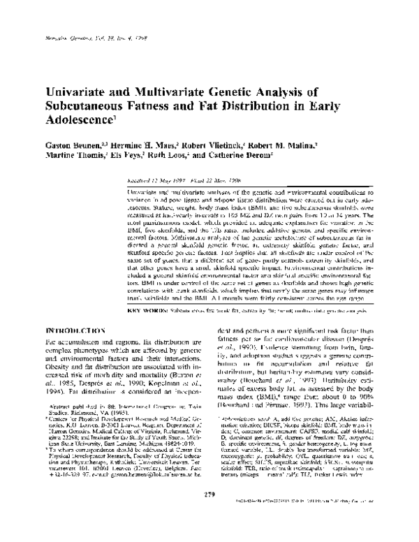 (PDF) Univariate and multivariate genetic analysis of subcutaneous ...