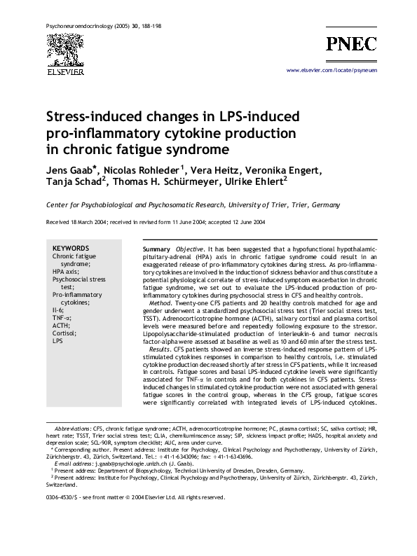 (PDF) Stress-induced changes in LPS-induced pro-inflammatory cytokine ...