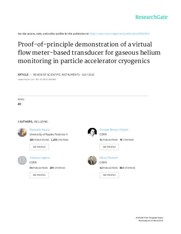 (PDF) Proof-of-principle demonstration of a virtual flow meter-based transducer for
