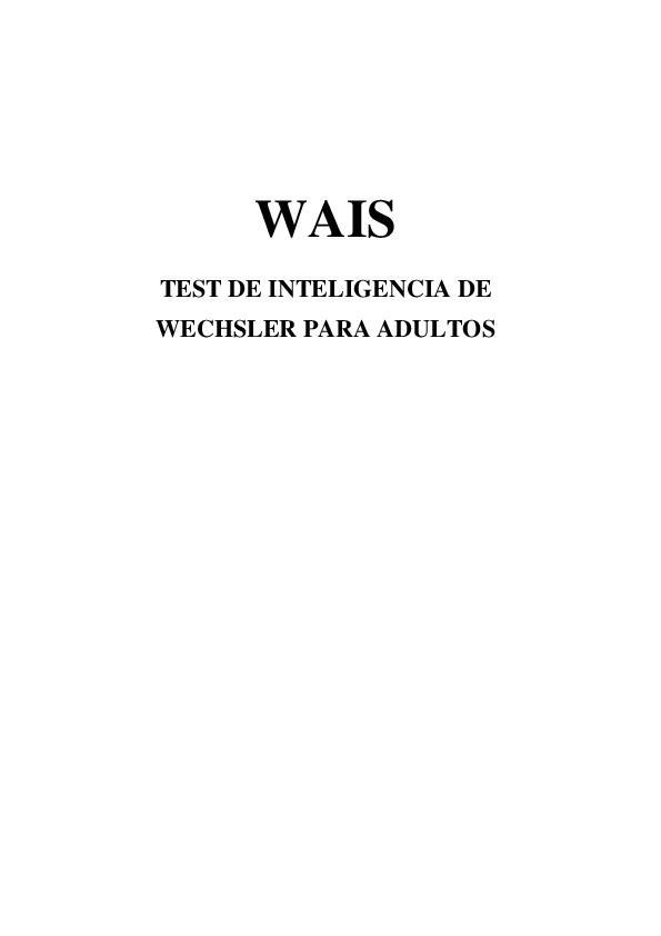 (PDF) WAIS TEST DE INTELIGENCIA DE WECHSLER PARA ADULTOS