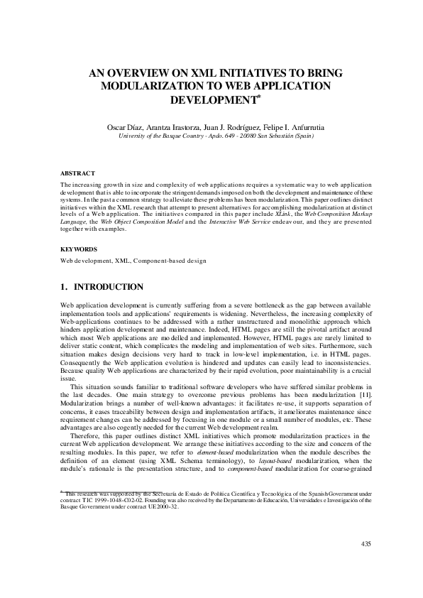 (PDF) An Overview on XML Initiatives to Bring Modularization to Web ...