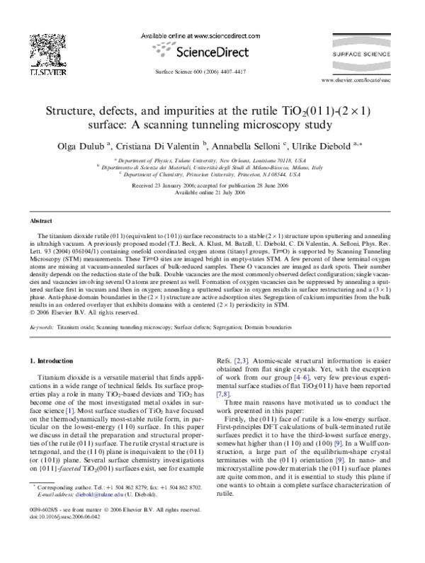 Pdf Structure Defects And Impurities At The Rutile Tio2 011 2×1