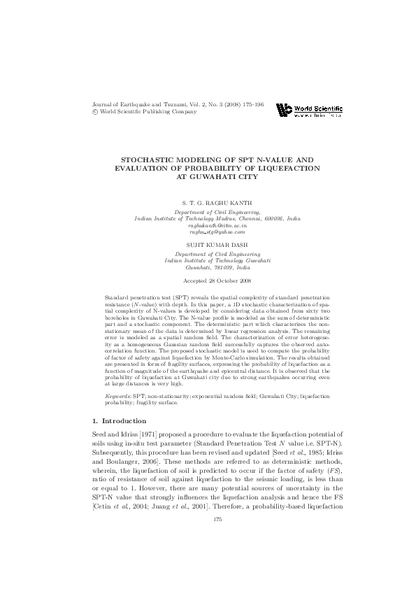(PDF) Stochastic Modeling of SPT N-Value and Evaluation of Probability ...