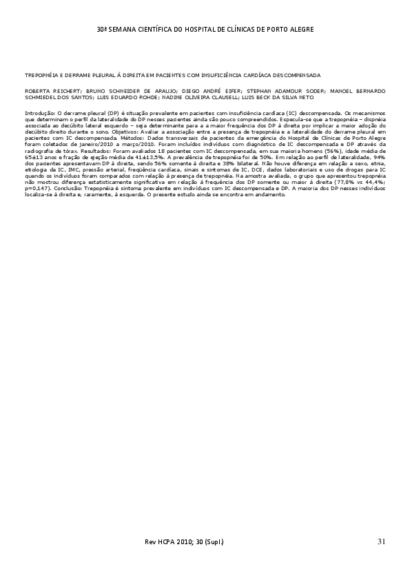 (PDF) Trepopnéia e derrame pleural à direita em pacientes com ...