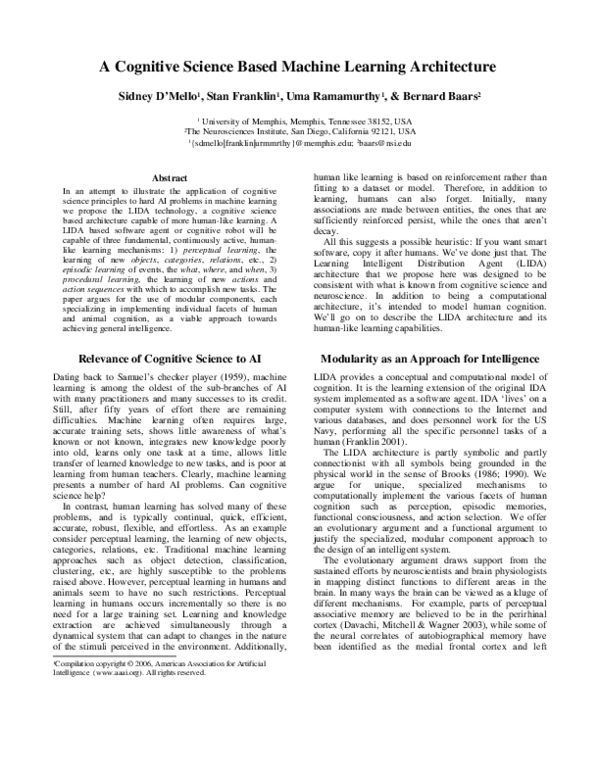 (PDF) A cognitive science based machine learning architecture