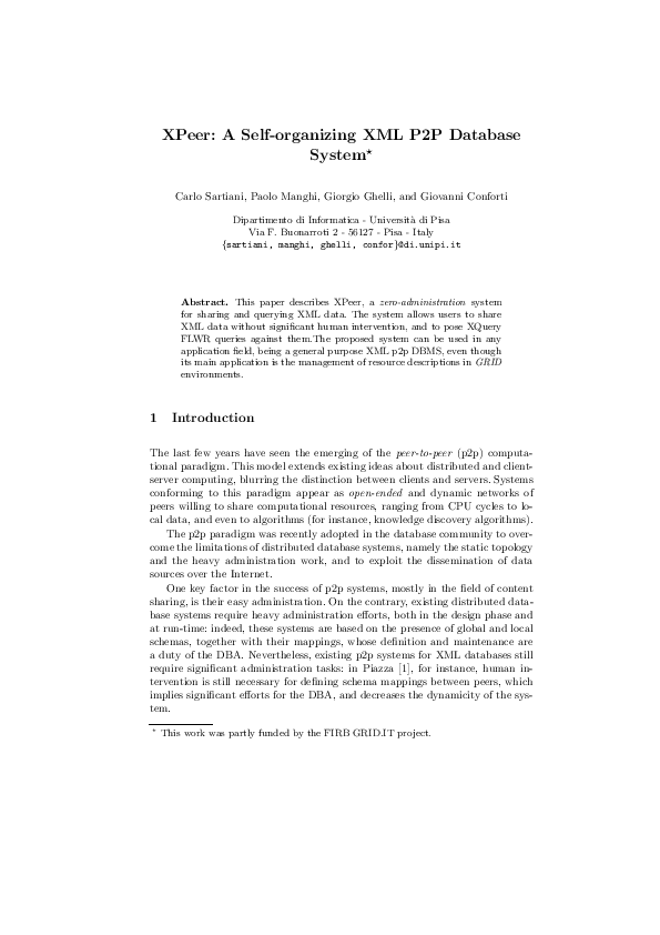 (PDF) A Self-organizing XML P2P Database System