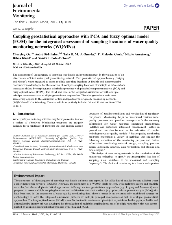 (PDF) Coupling geostatistical approaches with PCA and fuzzy optimal ...