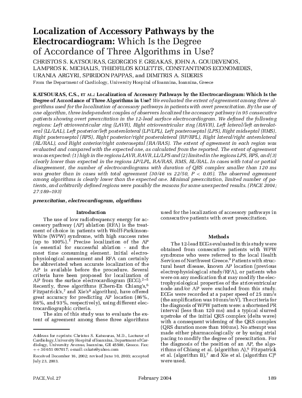 (PDF) Localization of Accessory Pathways by the Electrocardiogram ...