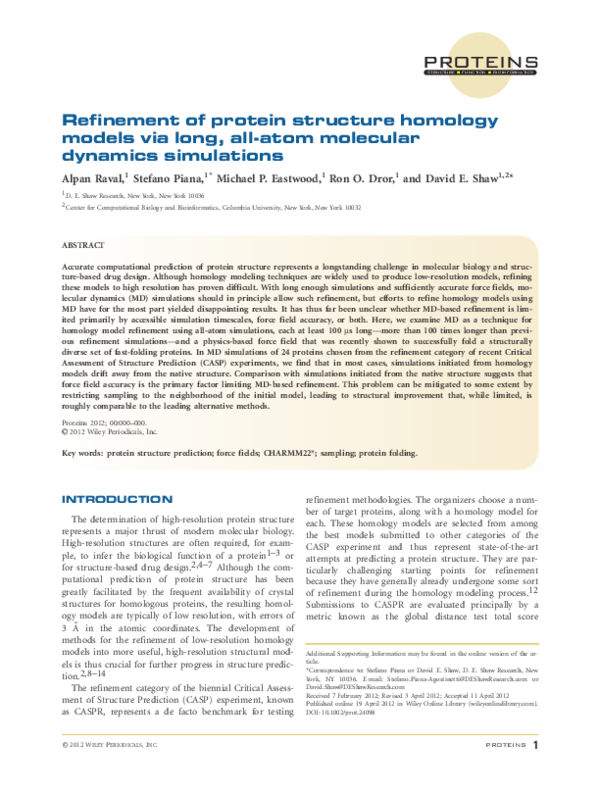 (PDF) Refinement of protein structure homology models via long, all ...