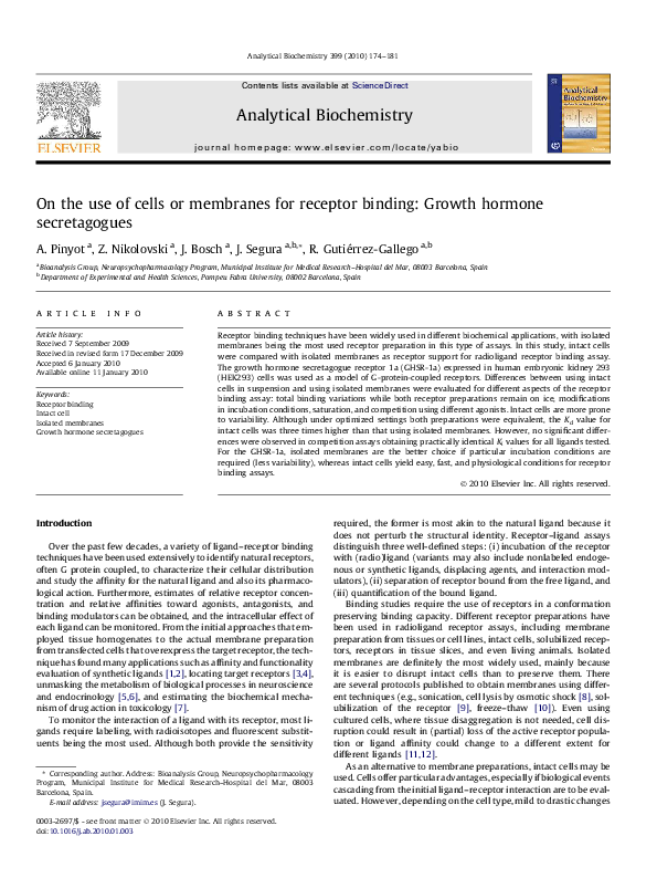 (PDF) On the use of cells or membranes for receptor binding: Growth ...