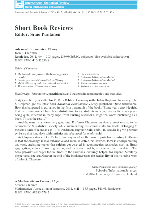 Pdf Maximum Likelihood Estimation And Inference With Examples In R Sas And Admb By Russell 