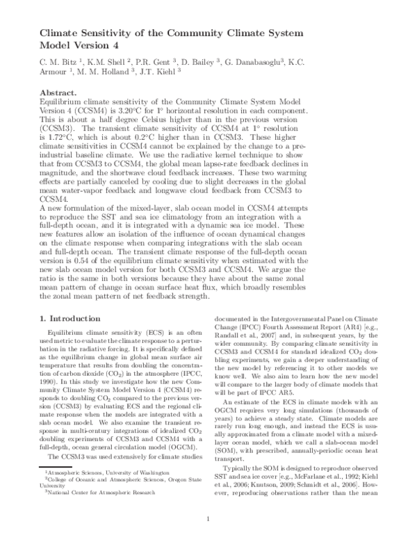 (PDF) The Climate Sensitivity of the Community Climate System Model ...
