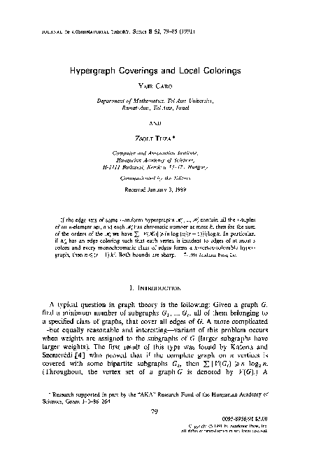 (PDF) Hypergraph coverings and local colorings