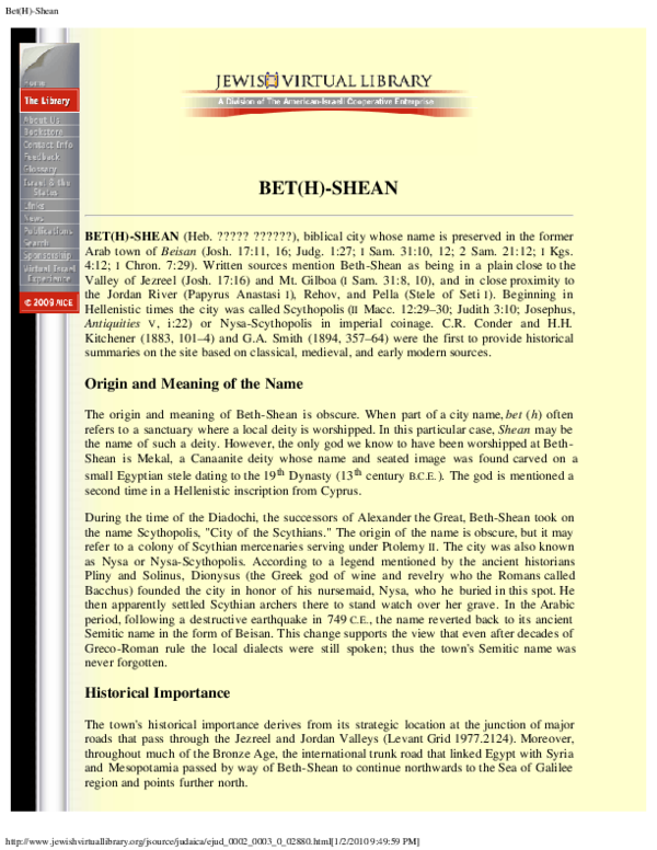 (PDF) Beth-Shean (Beth Shan)