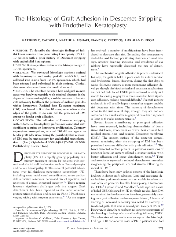 (PDF) The Histology of Graft Adhesion in Descemet Stripping with ...