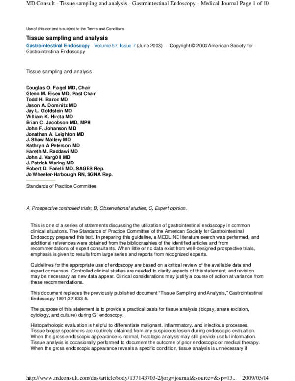 (PDF) Tissue sampling and analysis