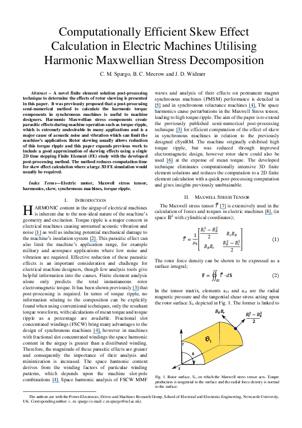 (PDF) Computationally efficient skew effect calculation in electric machines utilising harmonic ...