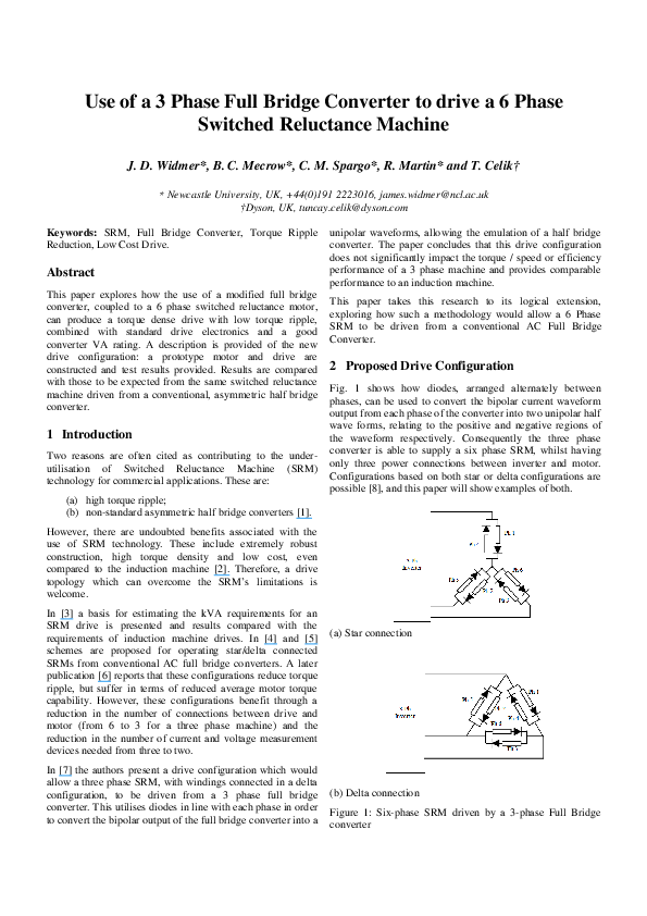 (PDF) Use of a 3 phase full bridge converter to drive a 6 phase ...