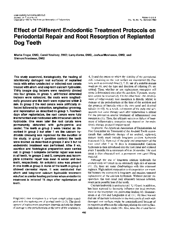 (PDF) Effect of different endodontic treatment protocols on periodontal ...