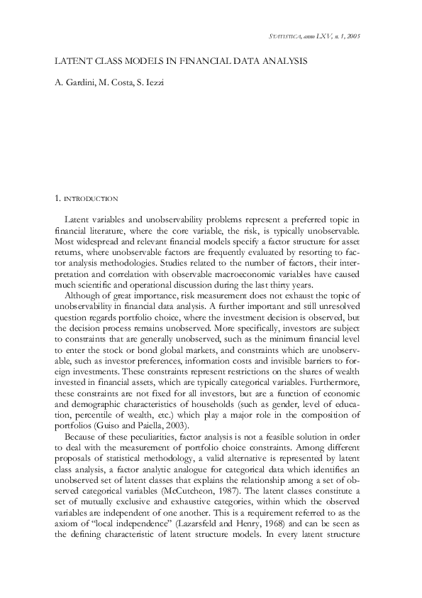 (PDF) Latent class models in financial data analysis