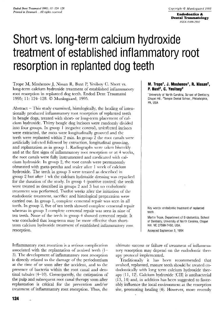 (PDF) Short vs. long-term calcium hydroxide treatment of established ...