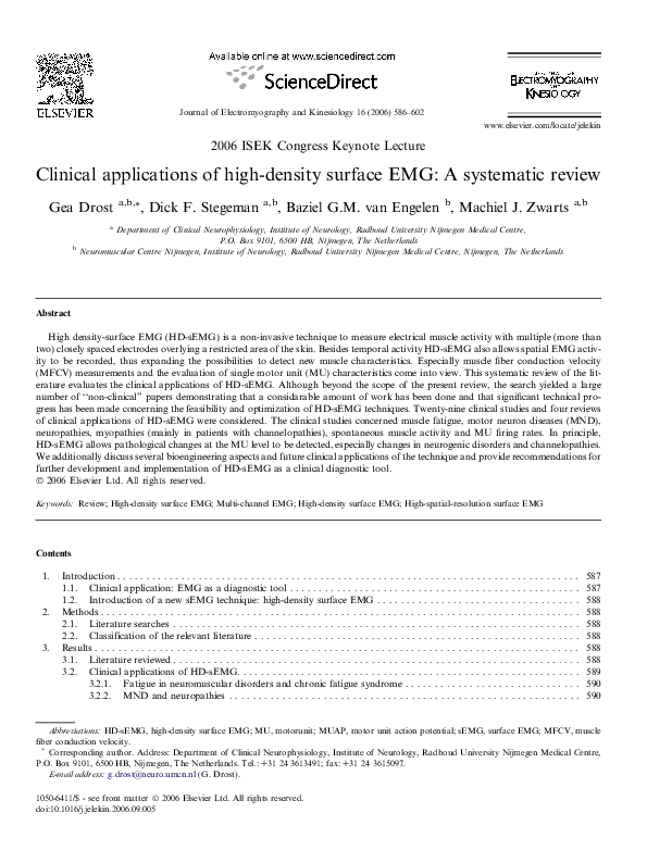 (PDF) Clinical applications of high-density surface EMG: A systematic ...