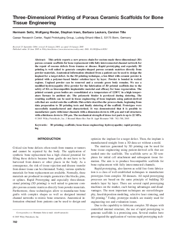 (PDF) Three-dimensional printing of porous ceramic scaffolds for bone ...