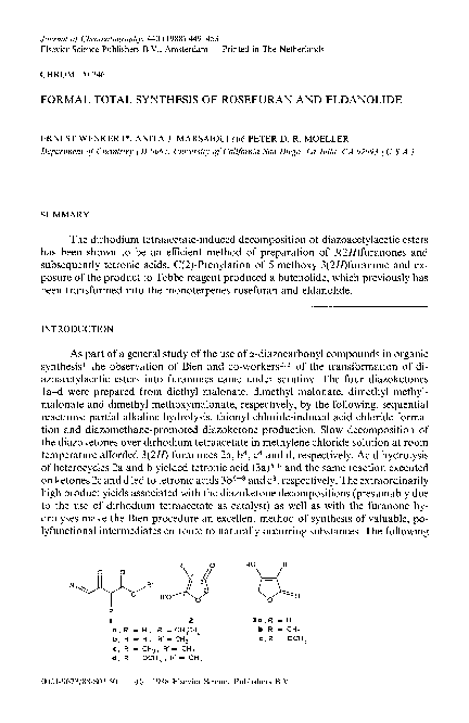 (PDF) Formal total synthesis of rosefuran and elbanolide