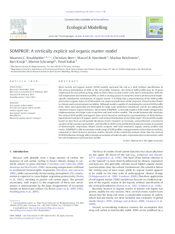 (PDF) SOMPROF: A vertically explicit soil organic matter model