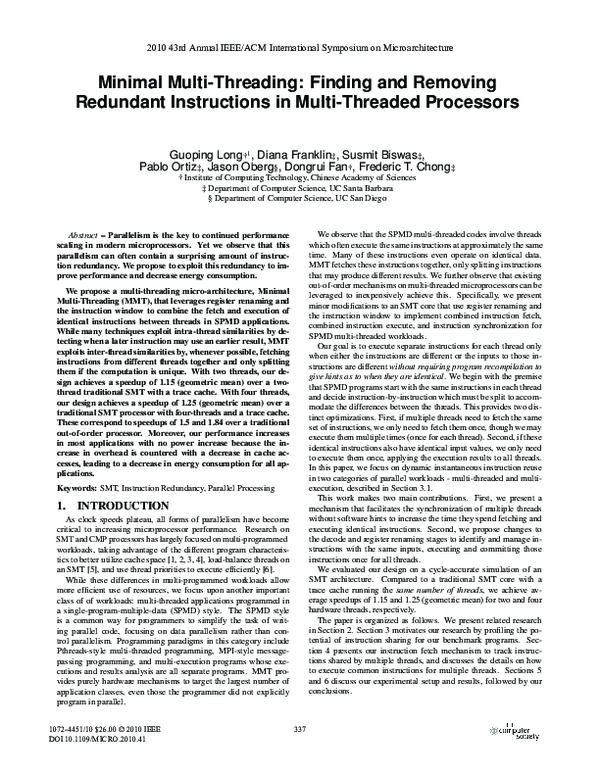 Pdf Minimal Multi Threading Finding And Removing Redundant