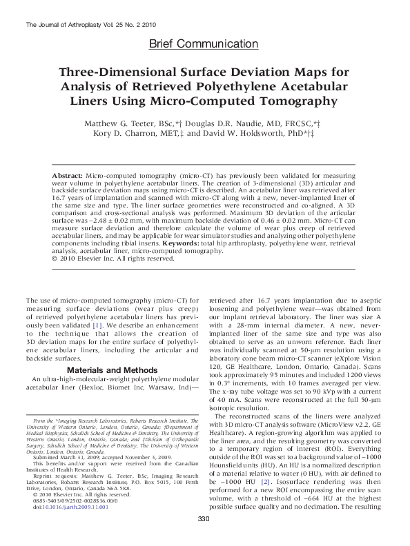 (PDF) Three-Dimensional Surface Deviation Maps for Analysis of ...