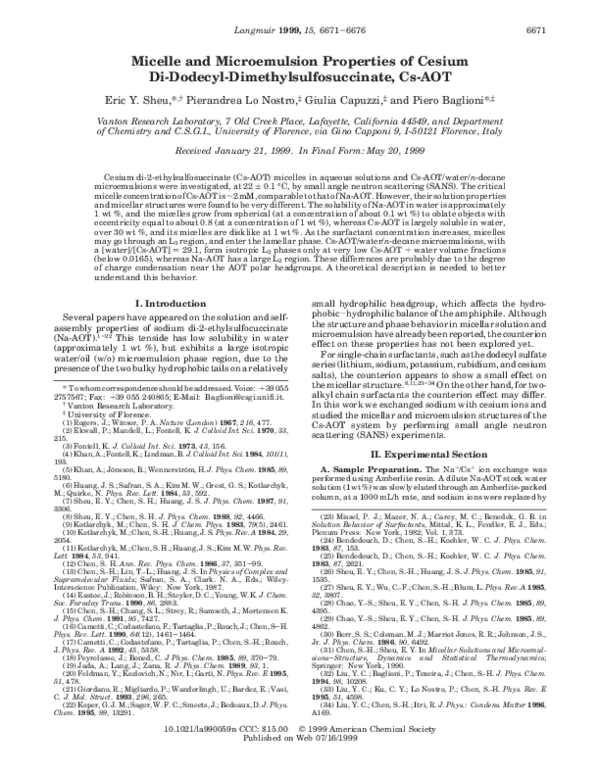 (PDF) Micelle and Microemulsion Properties of Cesium Di-Dodecyl ...