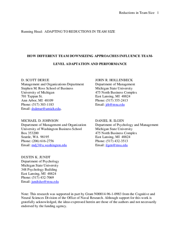 (PDF) How Different Team Downsizing Approaches Influence Team-Level ...