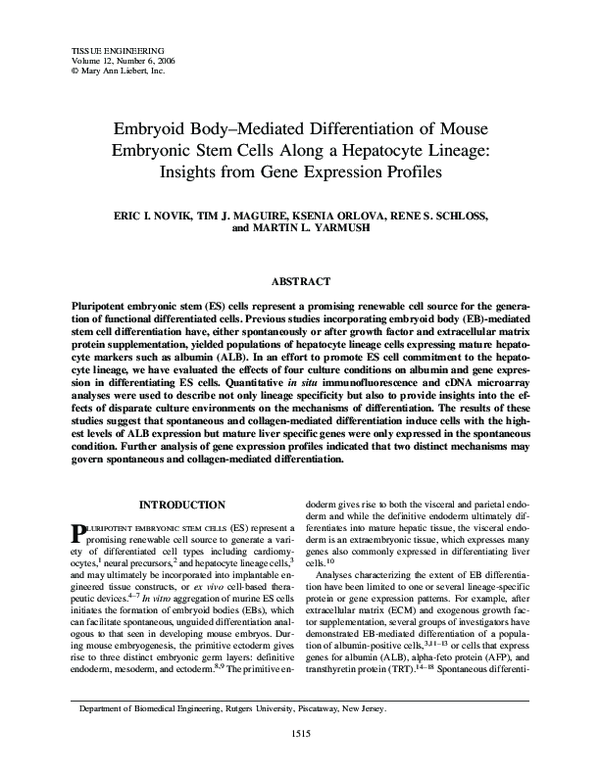 (PDF) Embryoid Body–Mediated Differentiation of Mouse Embryonic Stem ...