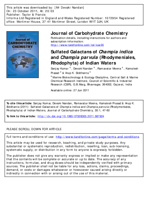(PDF) Sulfated Galactans of Champia indica and Champia parvula ...