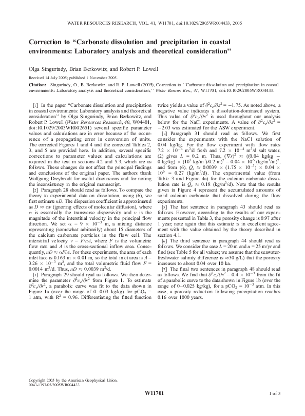 (PDF) Carbonate dissolution and precipitation in coastal environments ...