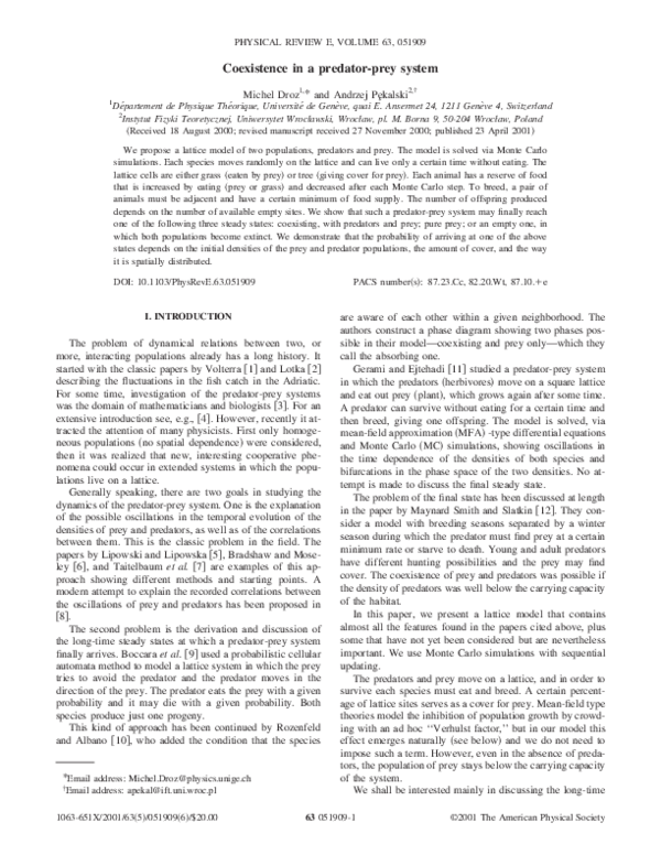 (PDF) Different strategies of evolution in a predator–prey system