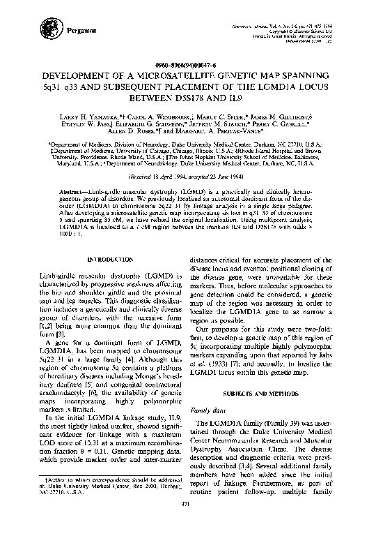 (PDF) Development of a microsatellite genetic map spanning 5q31–q33 and ...